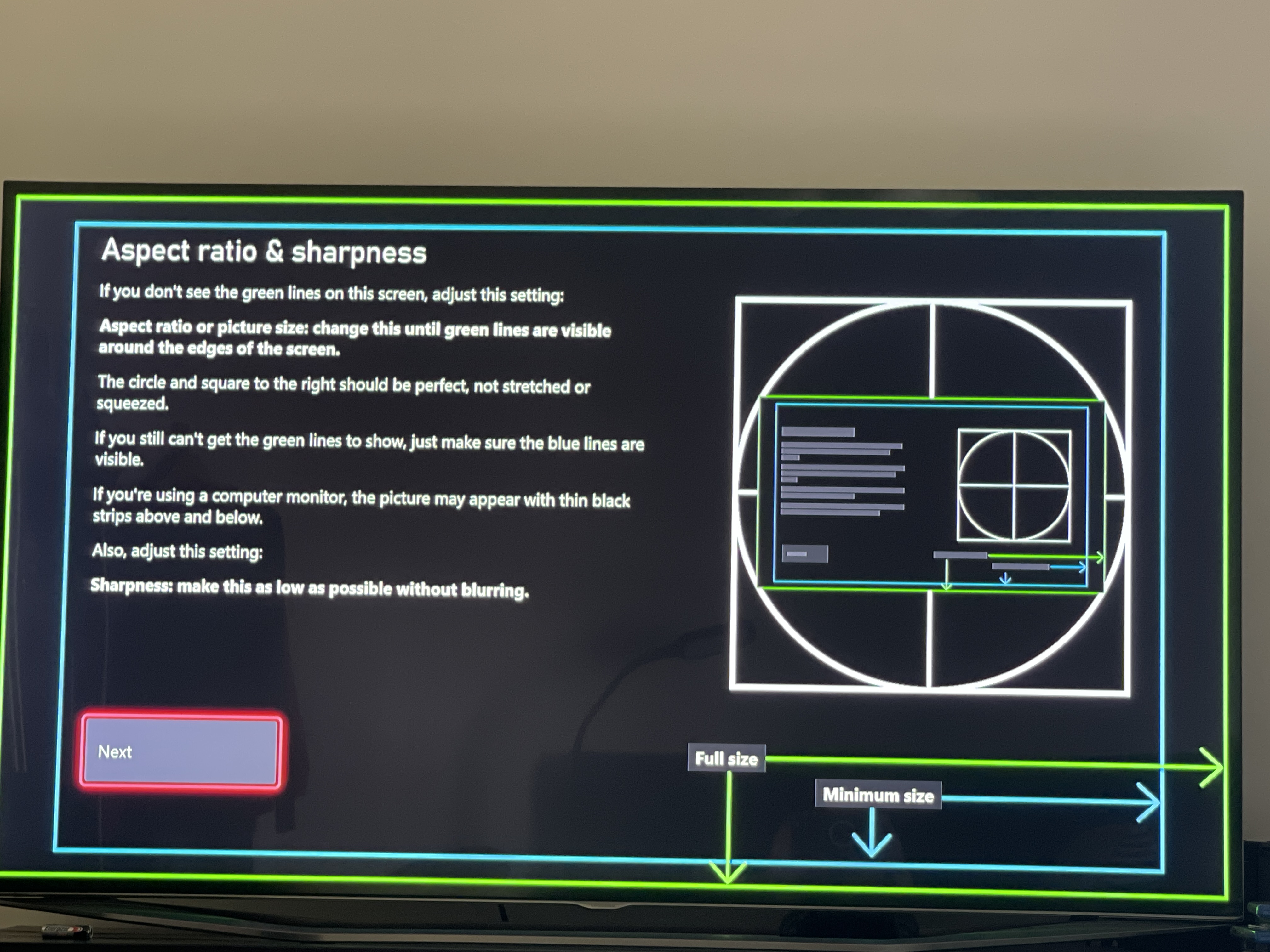 xbox one screen size