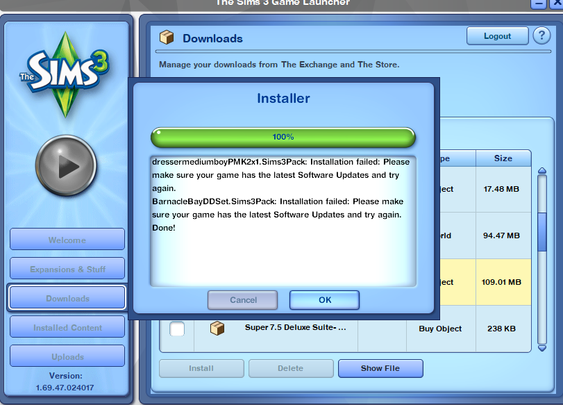 Cannot download nor install Sims 3 Store content | EA Forums - 11905512