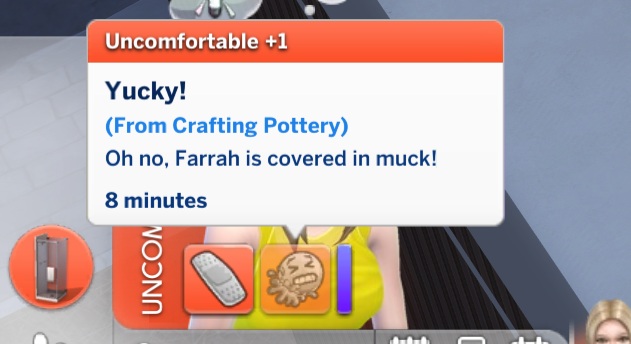 [BH] Yucky! Moodlet from Pottery takes many showers to get rid off | EA Forums - 11999810