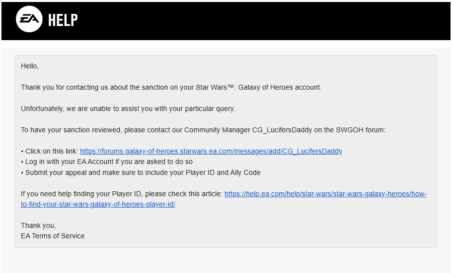 [Account Banned] Need to Reach A Community Manager | EA Forums - 4967010