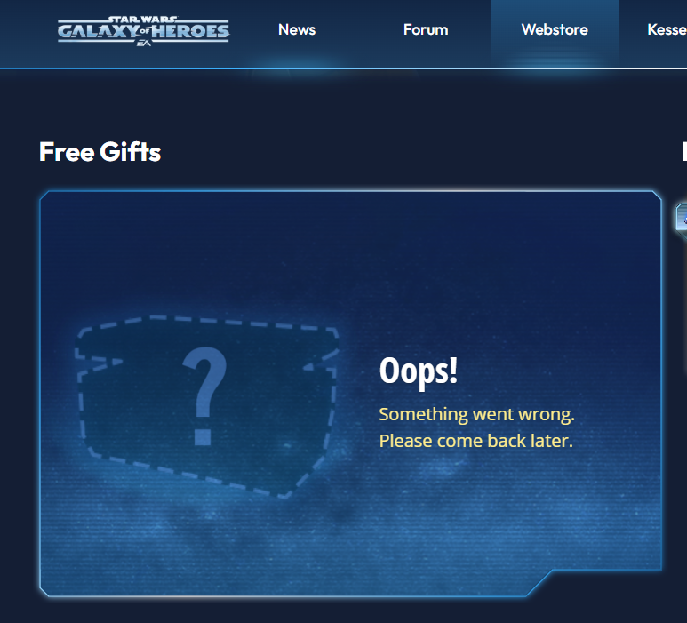 Oops something went wrong webstore awards | EA Forums - 5045884
