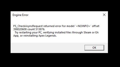 Engine Error - FS_CheckAsyncRequest | EA Forums - 5668161