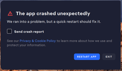 "The APP Crashed Unexpectedly" | EA Forums - 7709259