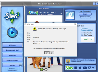 Script error on the Sims 3 launcher? | EA Forums - 8300730