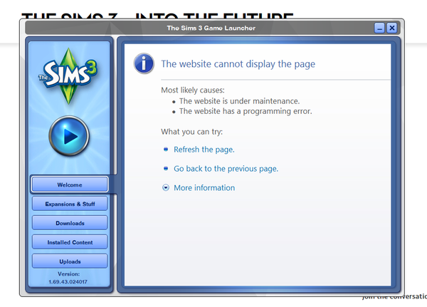 EA server errors causing Sims 3 launcher log-in issues | EA Forums ...