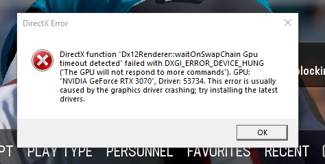 GPU Error Code: DX12Renderer::waitonSwapChain | EA Forums - 8838234