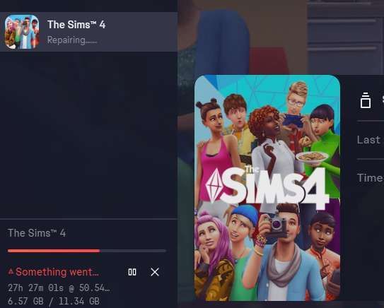 Error while trying to repair Sims 4 via EA App | EA Forums - 11818832