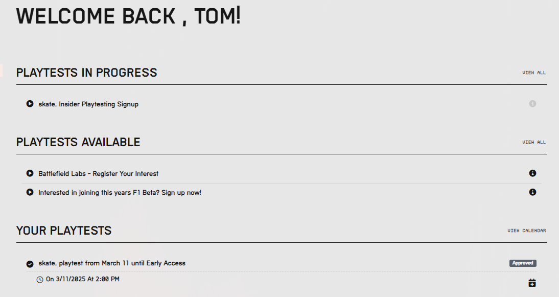 Invitation issue for the Skate playtest | EA Forums - 11983305