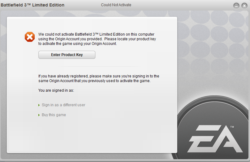 Could Not Activate | EA Forums - 11903745