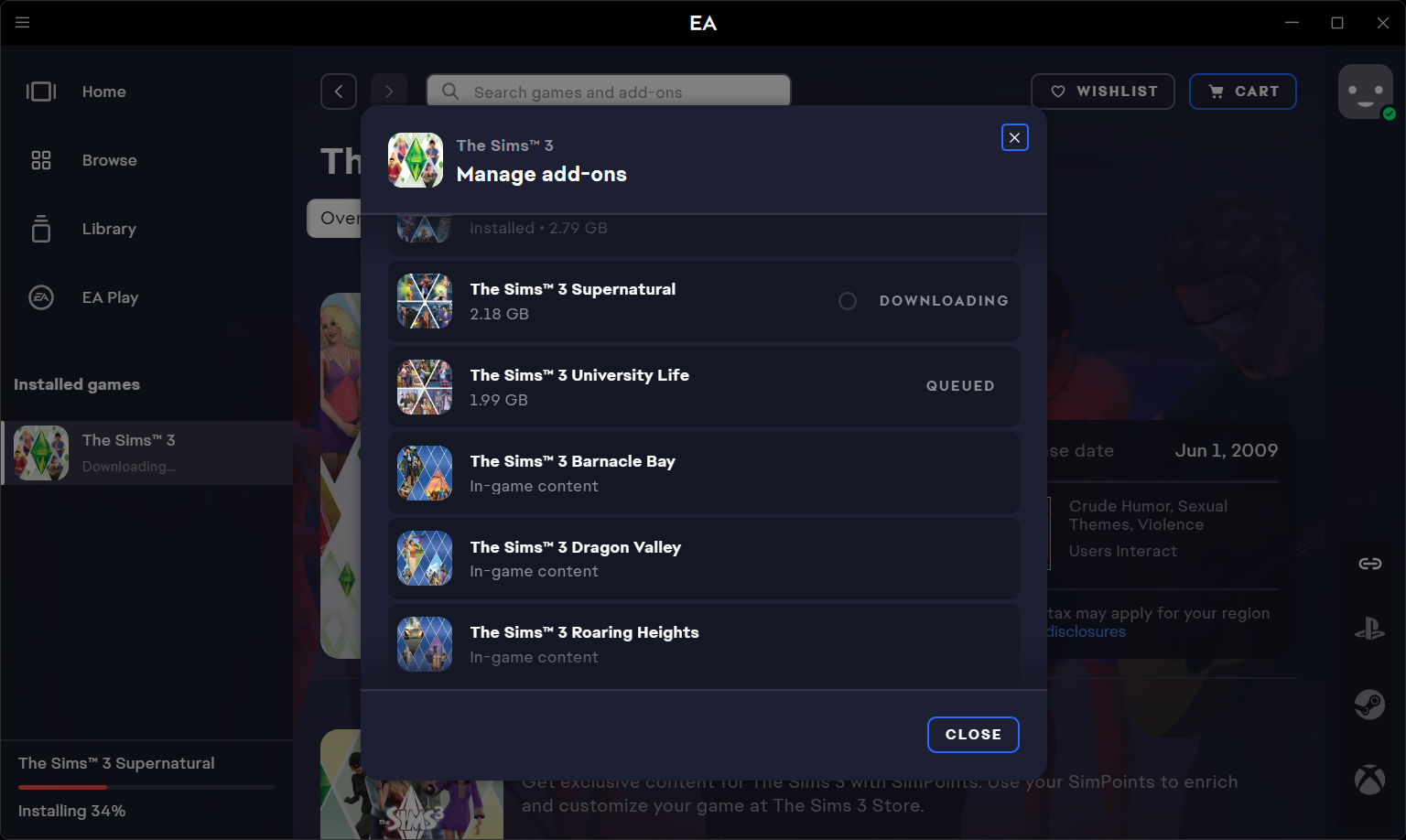 Sims 3 In Game content brought through EA | EA Forums - 11931811