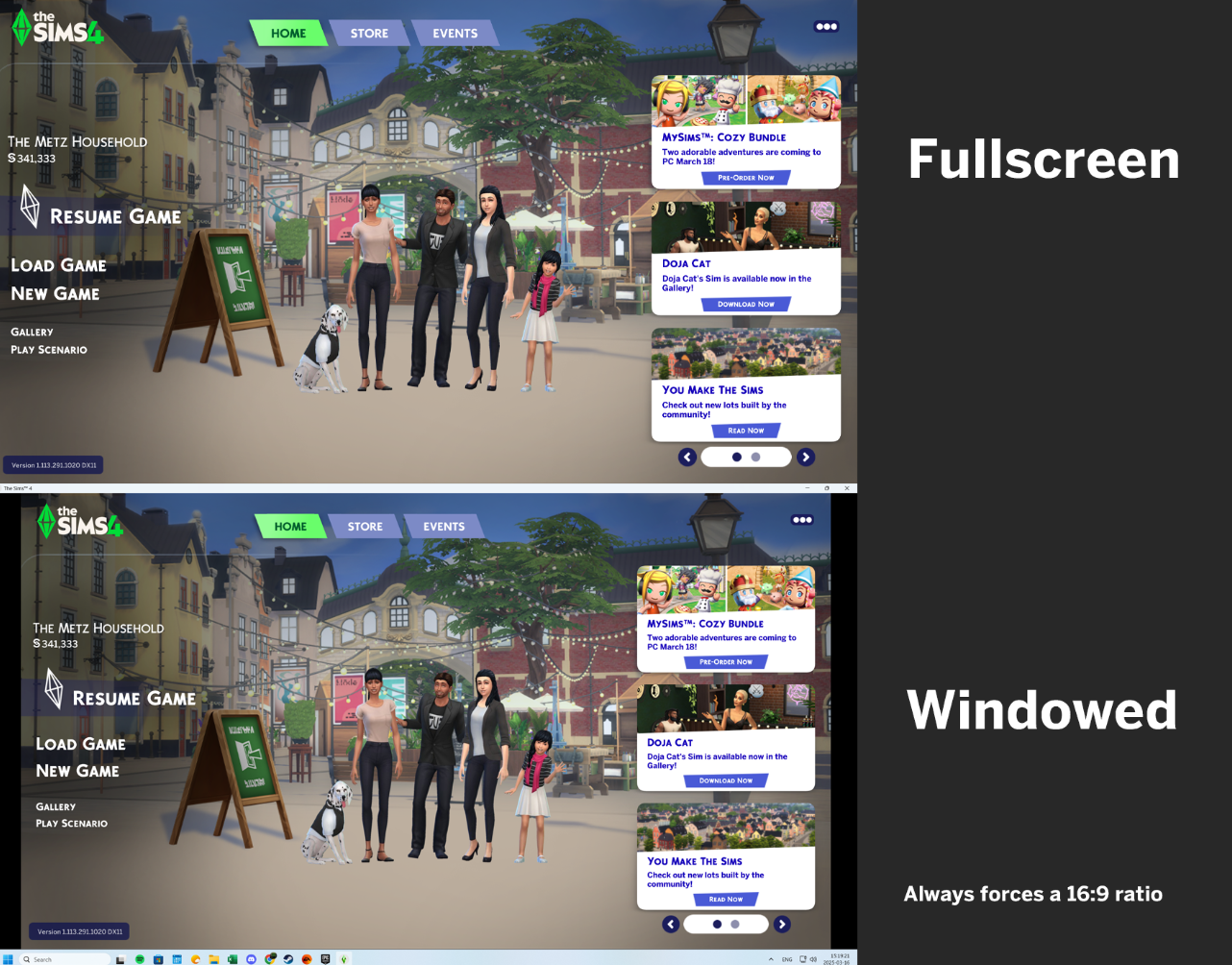 Main menu has black bars when in windowed mode | EA Forums - 12014582